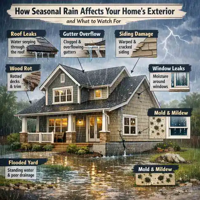 How Seasonal Rain Affects Your Home’s Exterior and What to Watch For